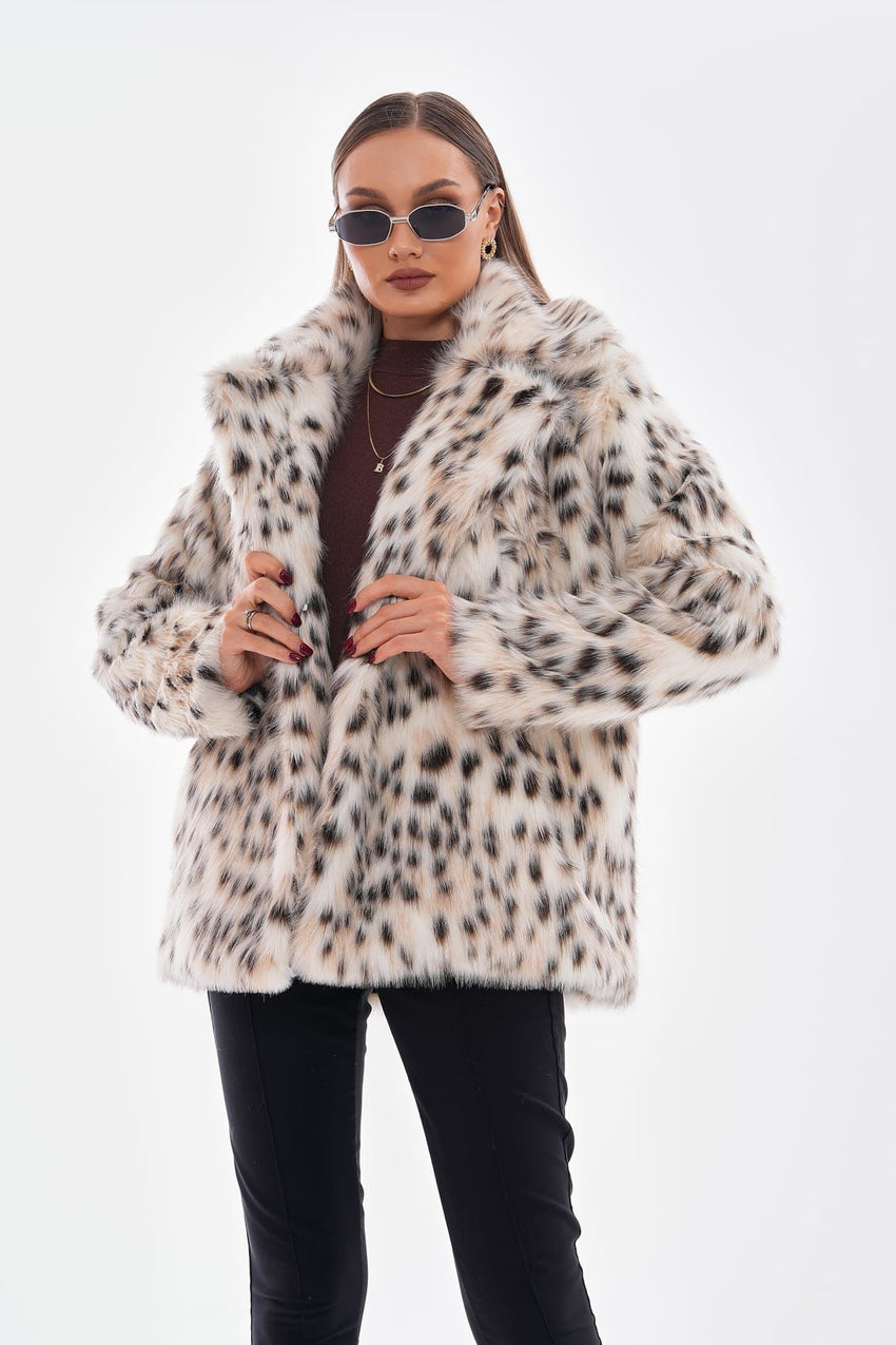 Snow Leopard Faux Fur Coat – Camel – LUNARITY GARAGE