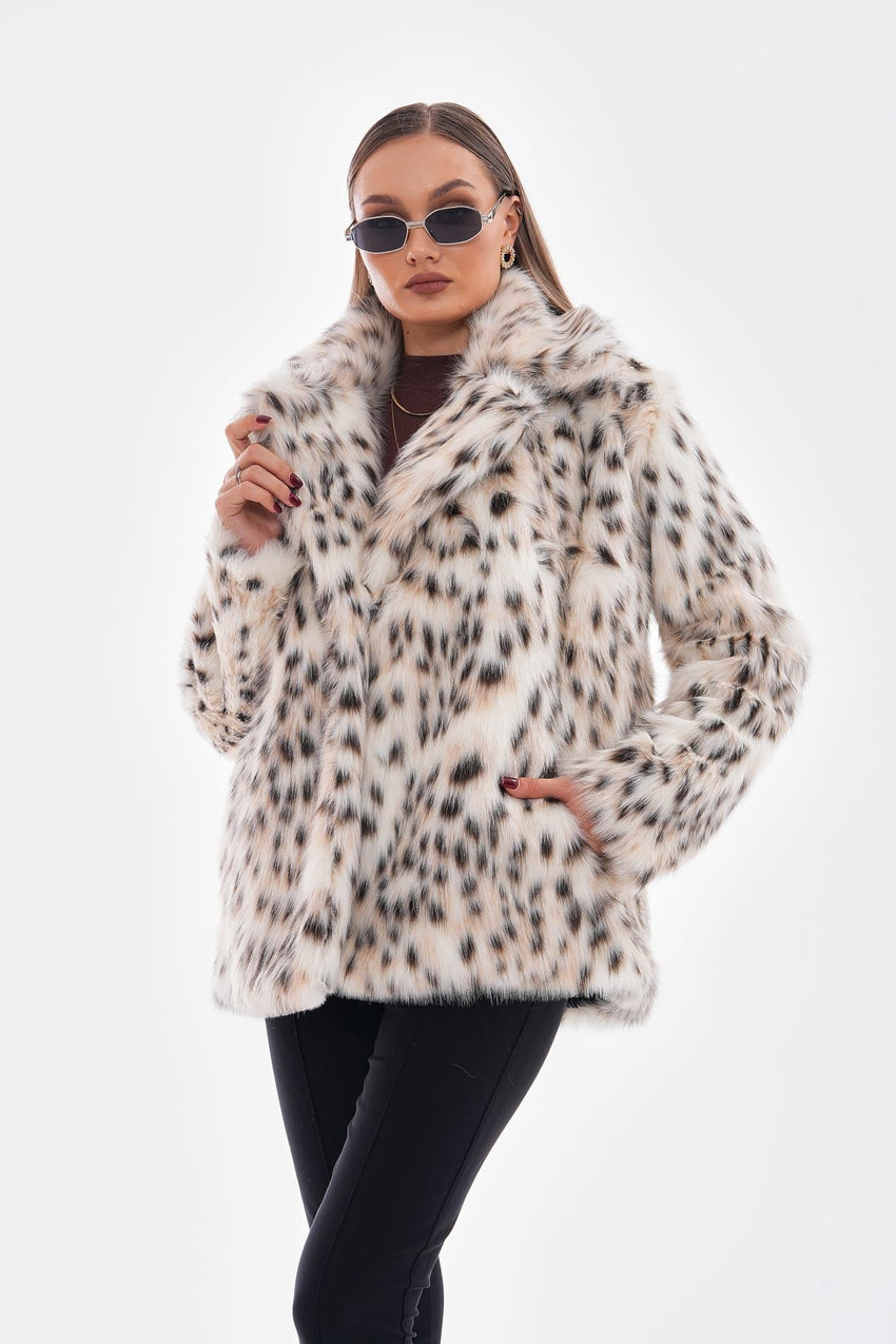 Snow Leopard Faux Fur Coat – Camel – LUNARITY GARAGE
